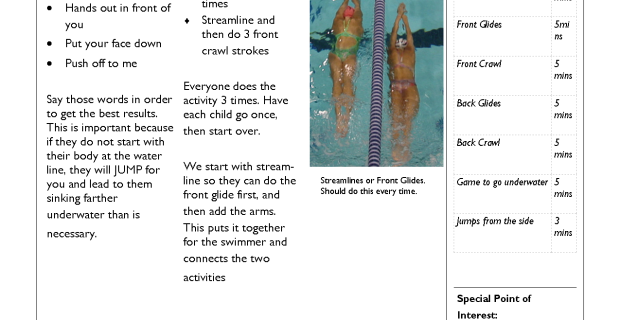 Swimming Lesson Level 1 Swimming Lesson Plan